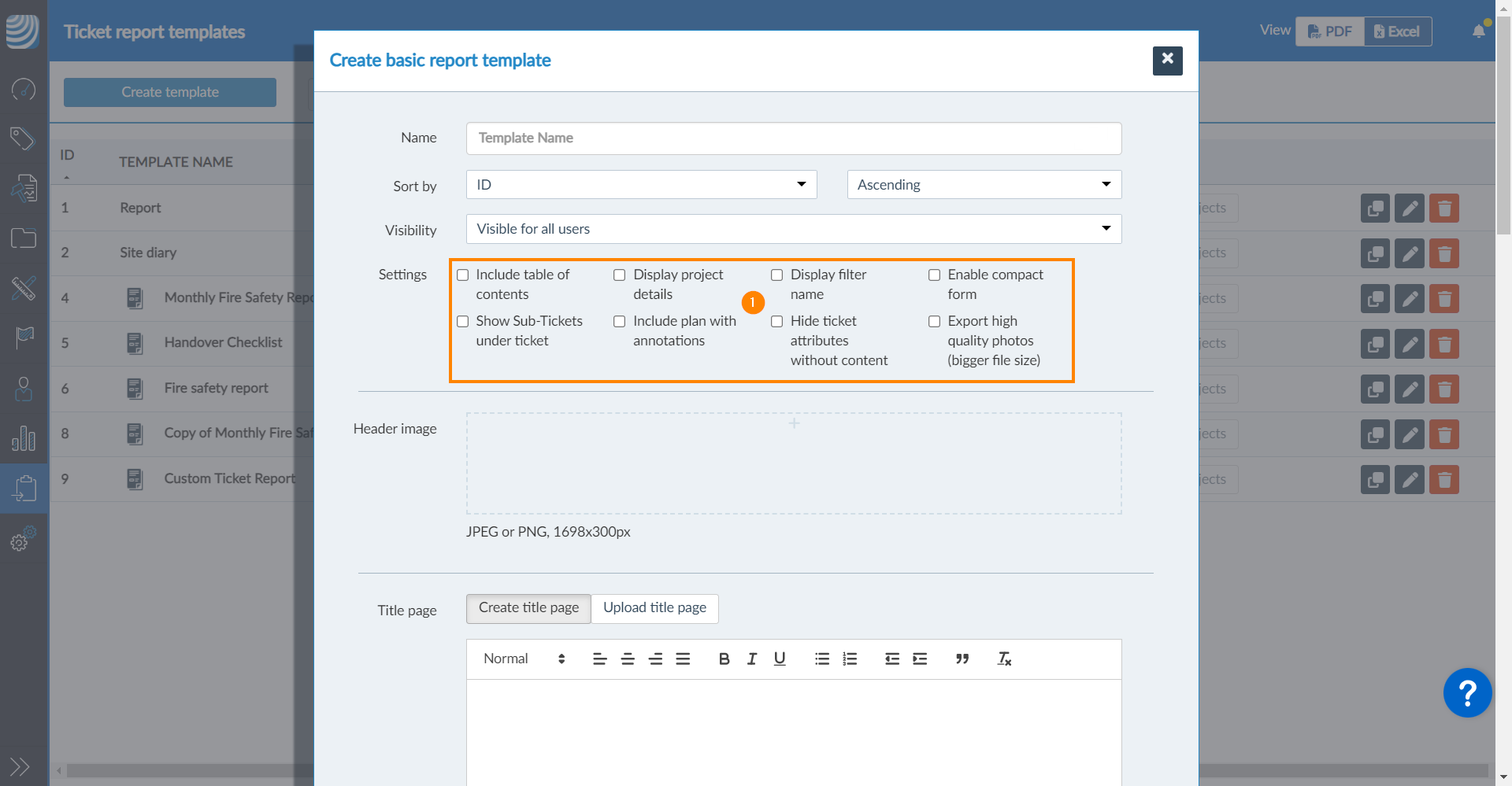 Create Basic Ticket Report Templates – PlanRadar HelpCenter