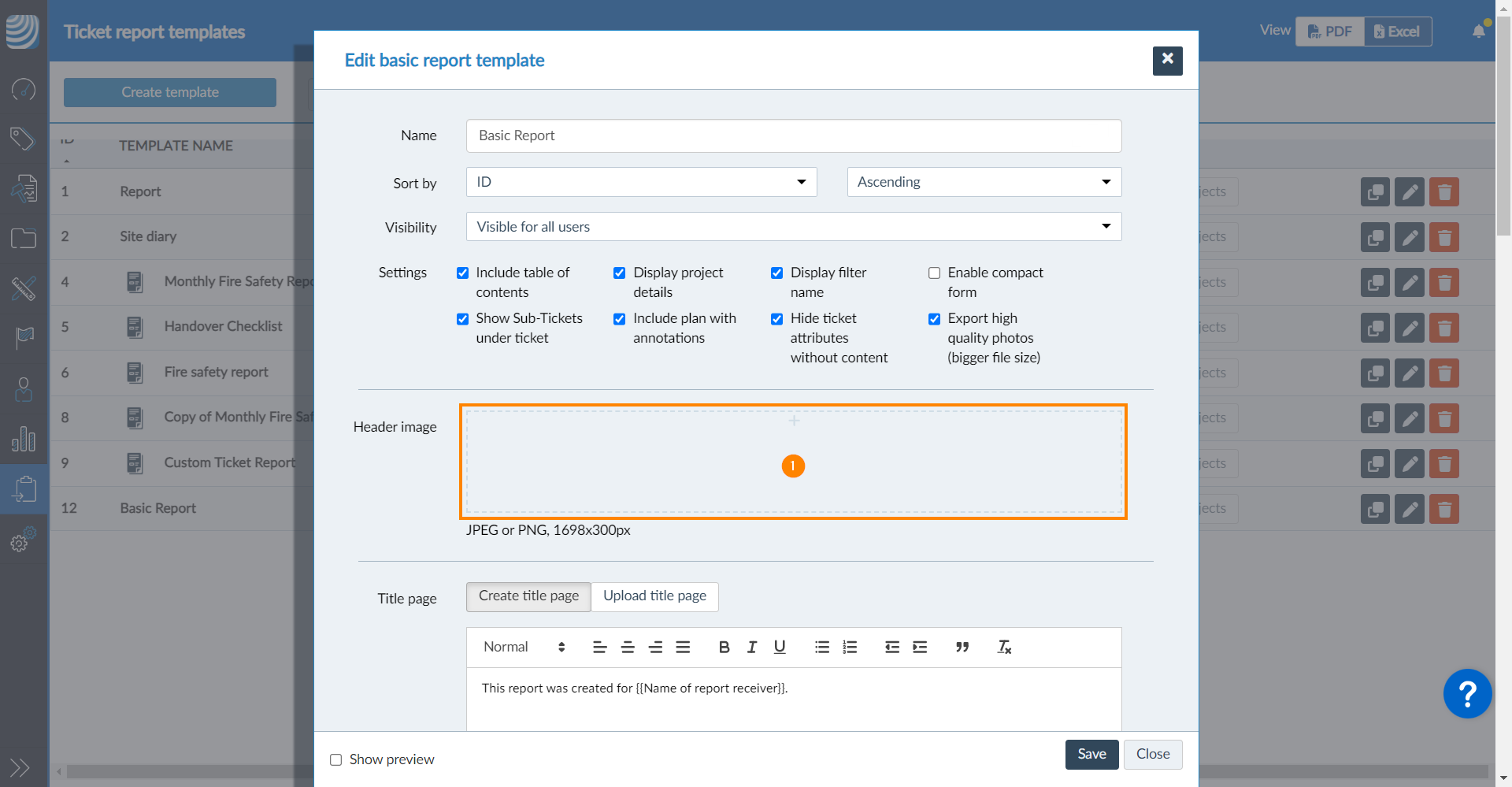 Create Basic Ticket Report Templates – PlanRadar HelpCenter