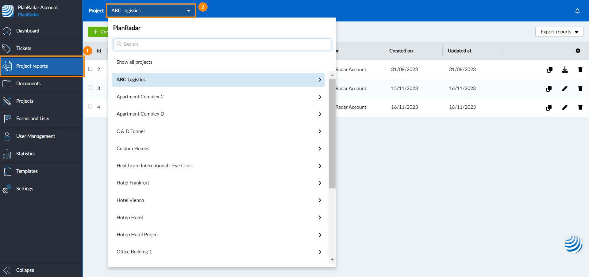 Create & Edit Project Reports – PlanRadar HelpCenter
