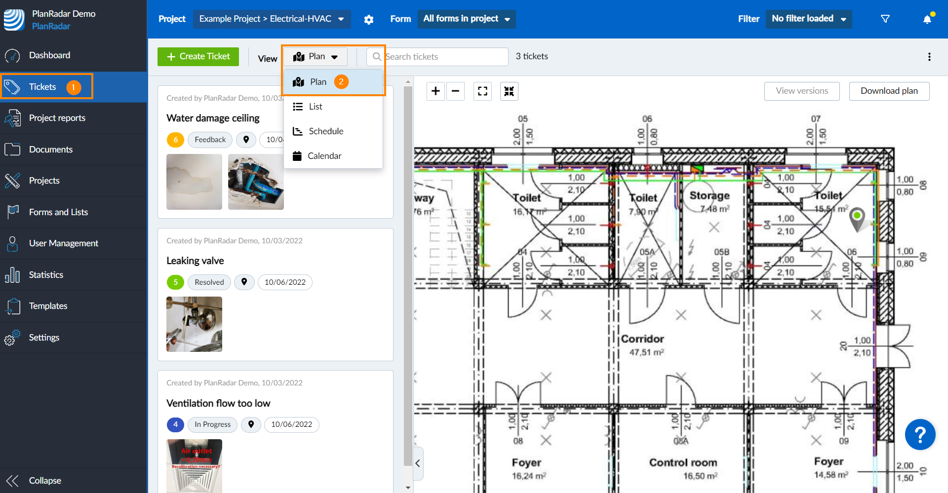 Download Plan with Ticket Pins – PlanRadar HelpCenter