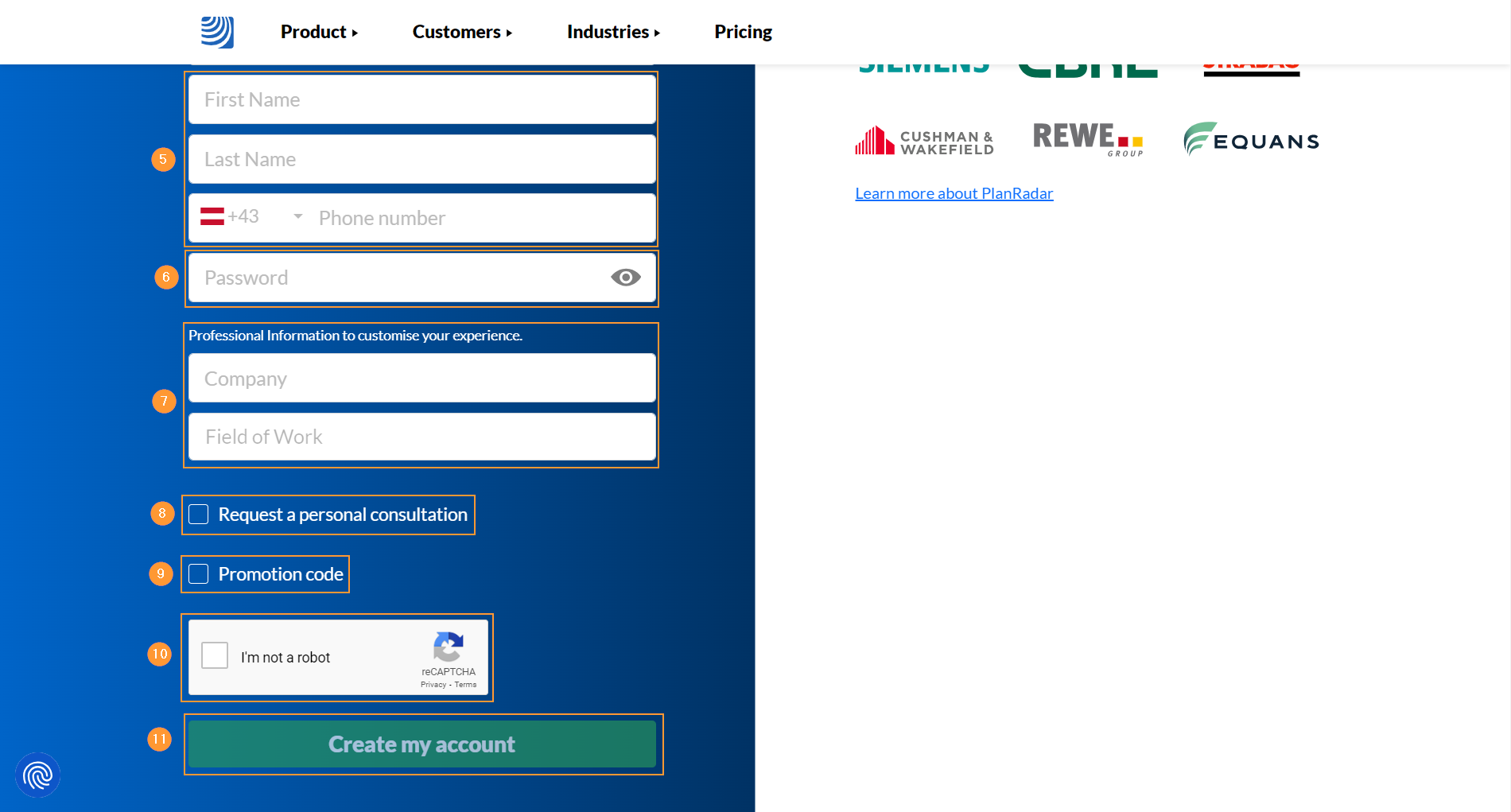 Regístrese para probar PlanRadar – PlanRadar HelpCenter