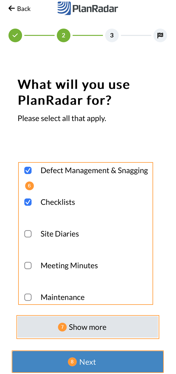 Regístrese para probar PlanRadar – PlanRadar HelpCenter