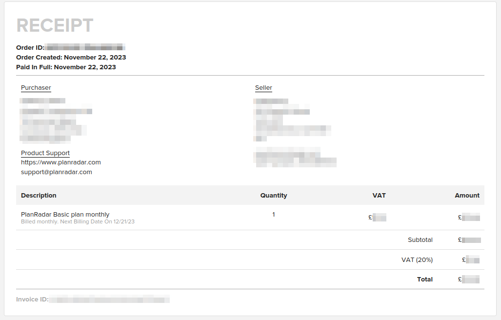Access your Invoices – PlanRadar HelpCenter