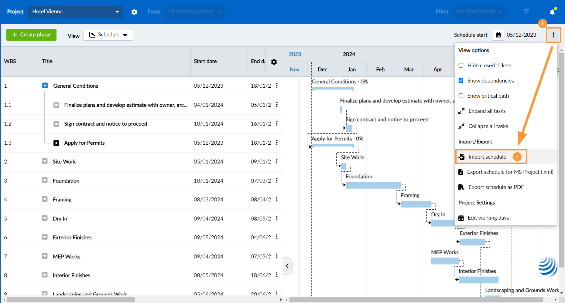 Import & Export a Schedule from/to Microsoft Project and Other Software ...