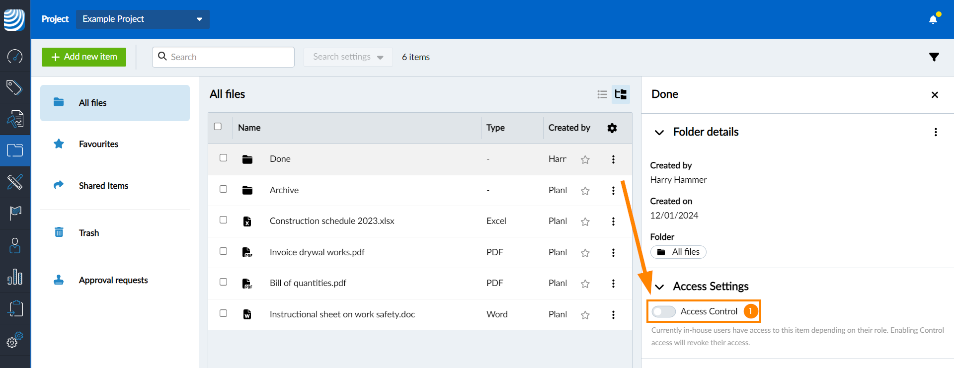 Control de acceso a archivos/carpetas – PlanRadar HelpCenter