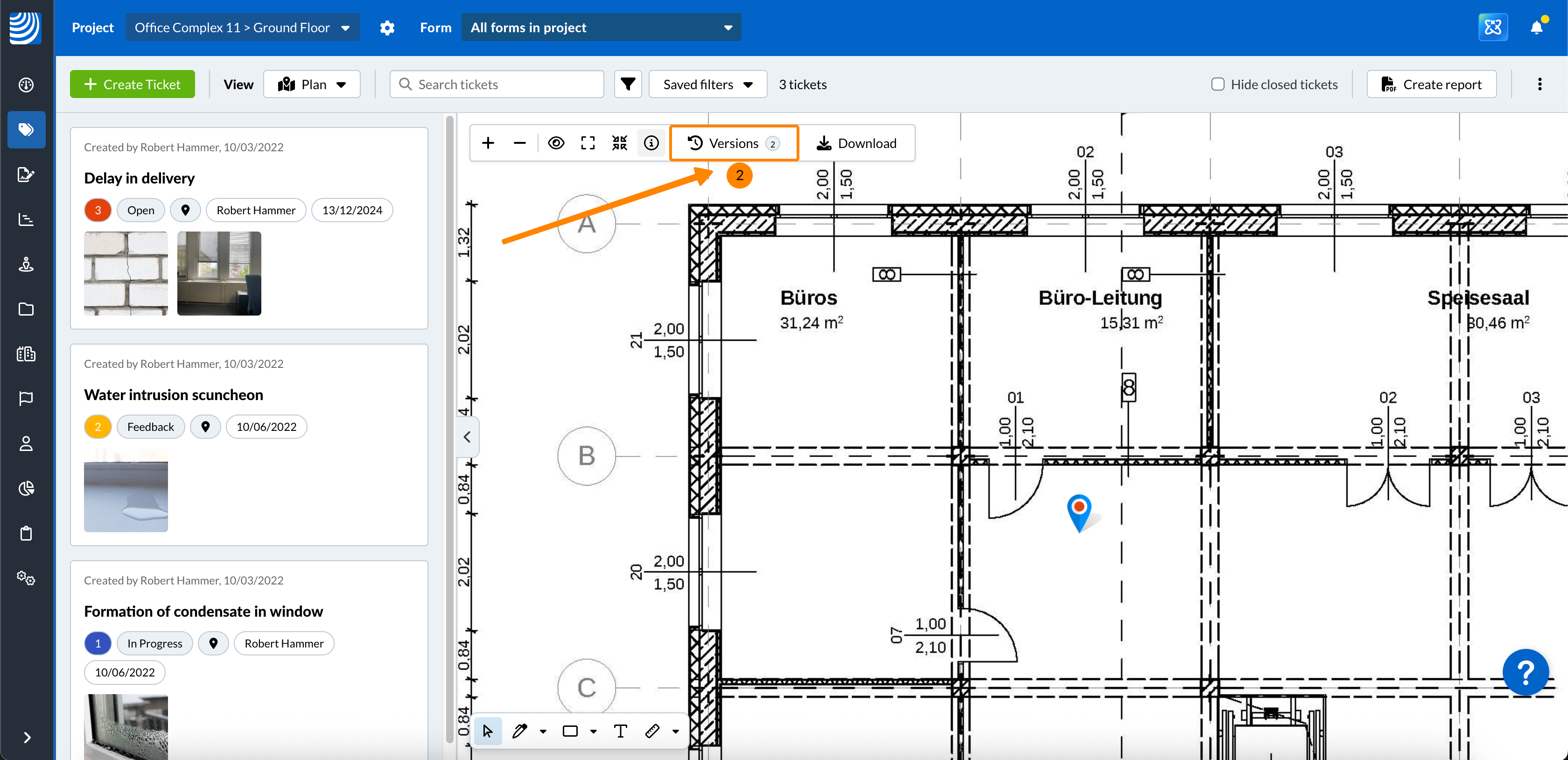 Vista en planta de las entradas – PlanRadar HelpCenter